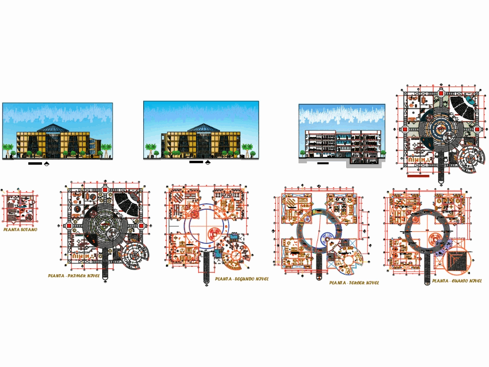 University library in AutoCAD | CAD download (4.11 MB) | Bibliocad