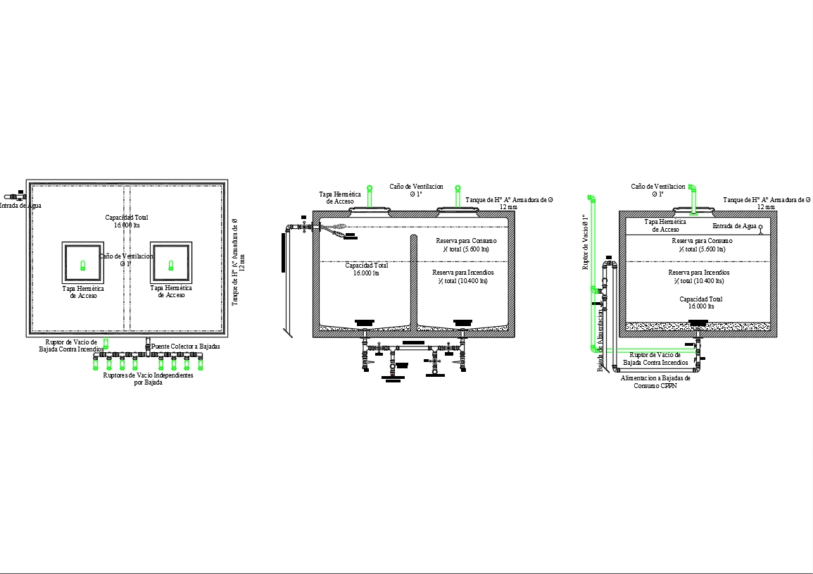 Detalle de tanque de reserva en AutoCAD | CAD (133.48 KB) | Bibliocad