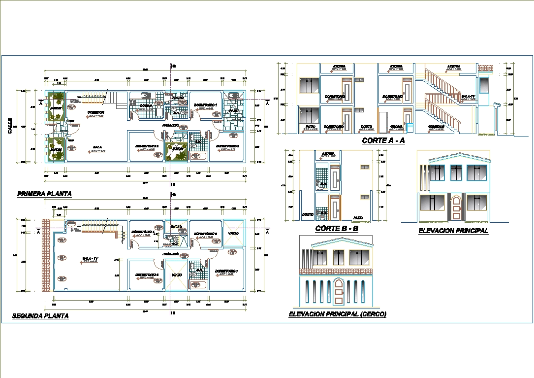 Villa project in AutoCAD | CAD download (1.08 MB) | Bibliocad