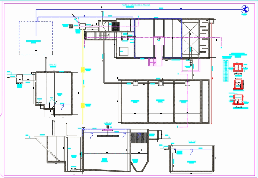 Chamber of liquid waste treatment in AutoCAD | CAD (417.12 KB) | Bibliocad