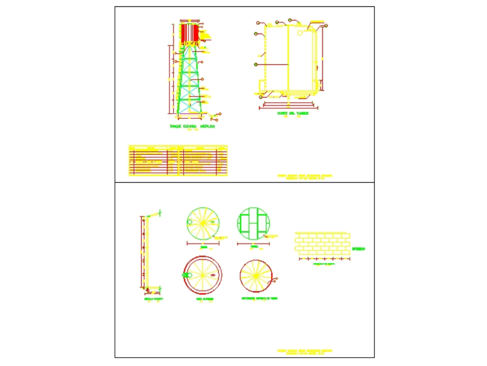 Tanque elevado 100 m3 en AutoCAD | Descargar CAD (84.52 KB) | Bibliocad