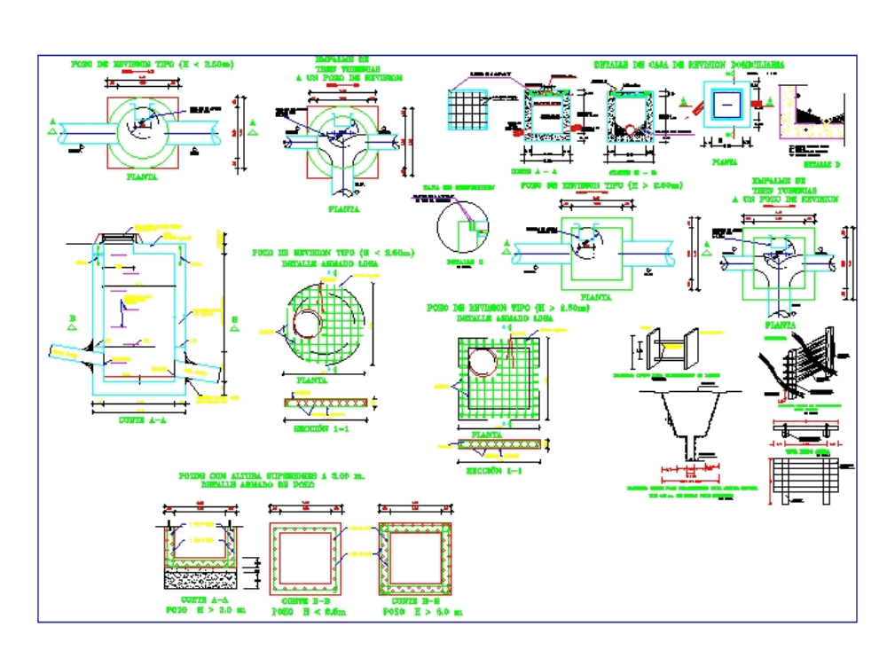 Detalles de pozos y sumideros en AutoCAD | CAD (601.97 KB) | Bibliocad