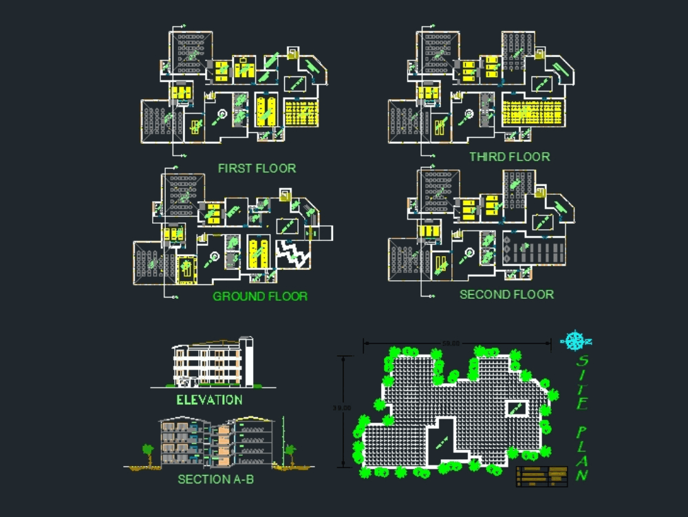 School in AutoCAD | CAD download (826.51 KB) | Bibliocad