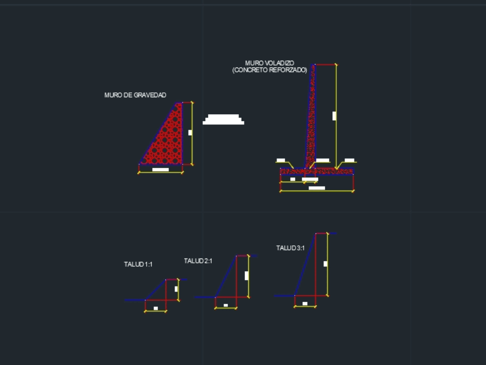 Muros y taludes en AutoCAD | Descargar CAD (31.51 KB) | Bibliocad