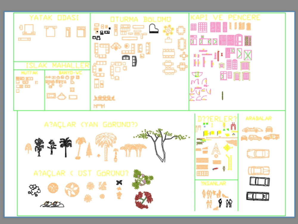Bloques varios 2d en AutoCAD | Descargar CAD gratis (1.29 MB) | Bibliocad