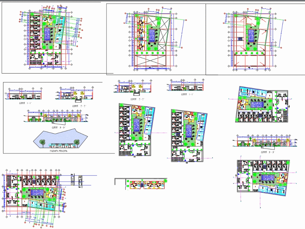 Hotel boutique en AutoCAD | Descargar CAD (11.12 MB) | Bibliocad