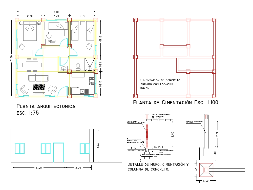 Casa de adobe en AutoCAD | Descargar CAD gratis (108.72 KB) | Bibliocad