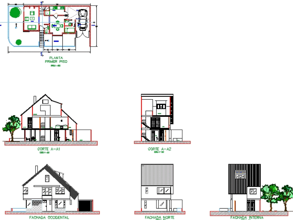 Chalets en AutoCAD | Descargar CAD gratis (784.65 KB) | Bibliocad