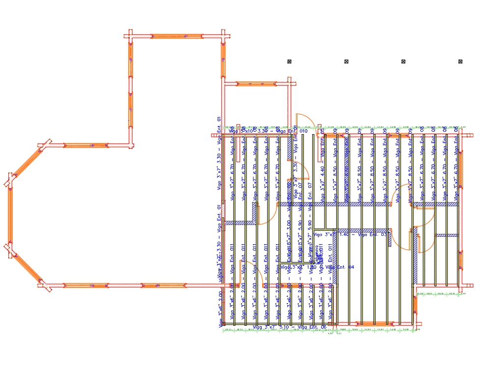 Estructura entrepiso casa de madera en AutoCAD | CAD (90.94 KB) | Bibliocad