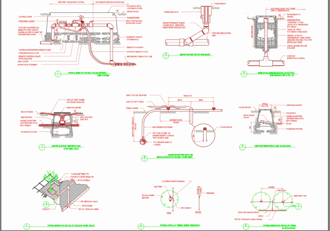 Irrigation network details in AutoCAD | CAD (395.11 KB) | Bibliocad