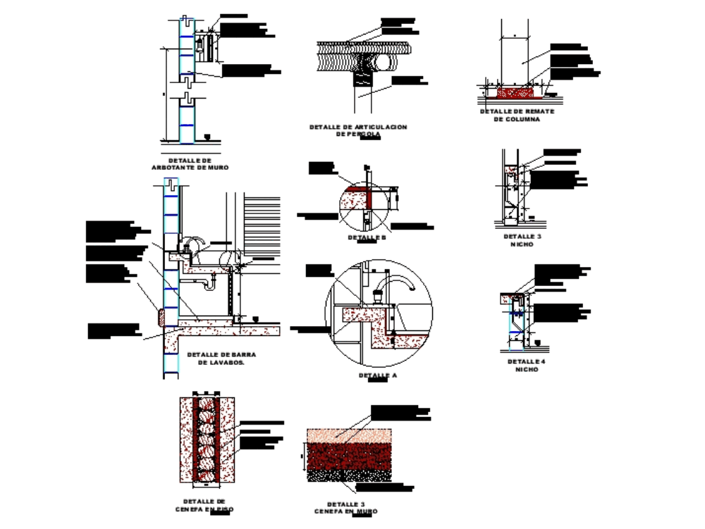 Detalles varios nicho - ovalin - pergola (1.03 MB) | Bibliocad