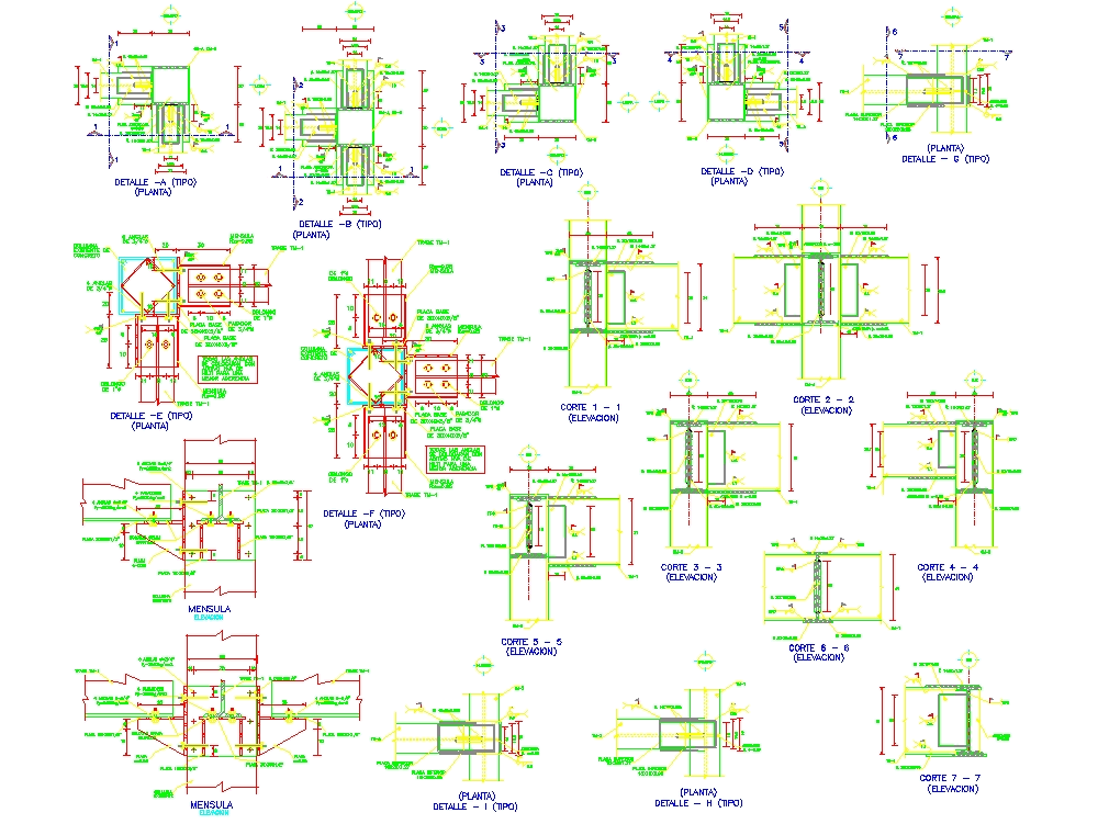 Detalle conexiones vigas ipr en AutoCAD | CAD (401.51 KB) | Bibliocad