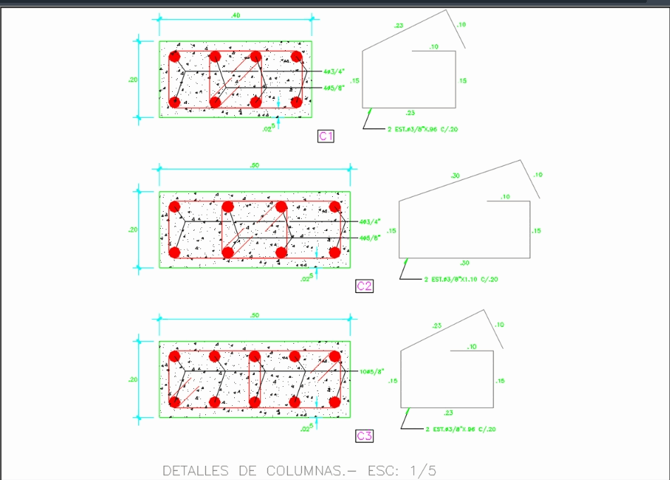 Columnas en hormigón (secciones rectangulares) (18.99 KB) | Bibliocad