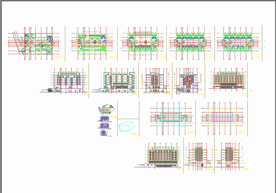 Proyecto de hotel en AutoCAD | Descargar CAD (8.18 MB) | Bibliocad
