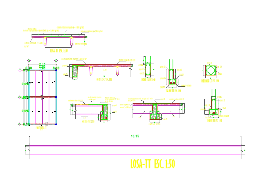 Losa mediante sistema doble tt en AutoCAD | CAD (1 MB) | Bibliocad