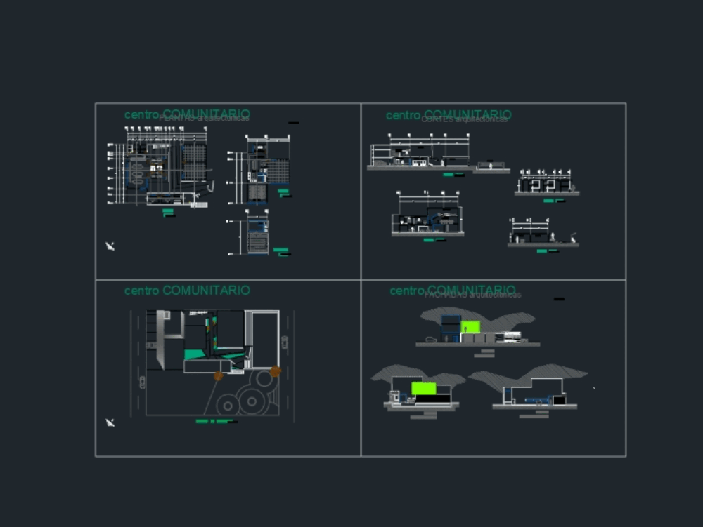 Community center in AutoCAD | Download CAD free (506.01 KB) | Bibliocad