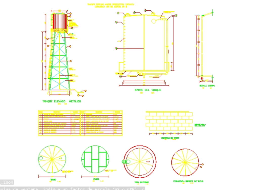 Tanque elevado capacidad 100 m3 en AutoCAD | CAD (69.77 KB) | Bibliocad