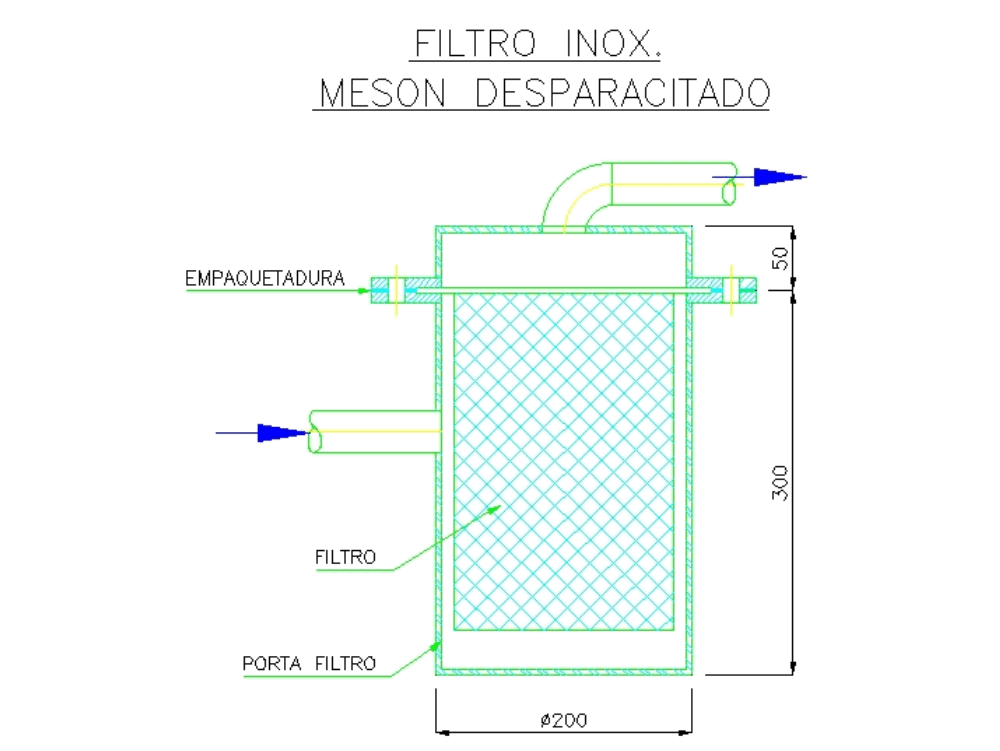 Filtro inoxidable en AutoCAD | Descargar CAD gratis (72.75 KB) | Bibliocad
