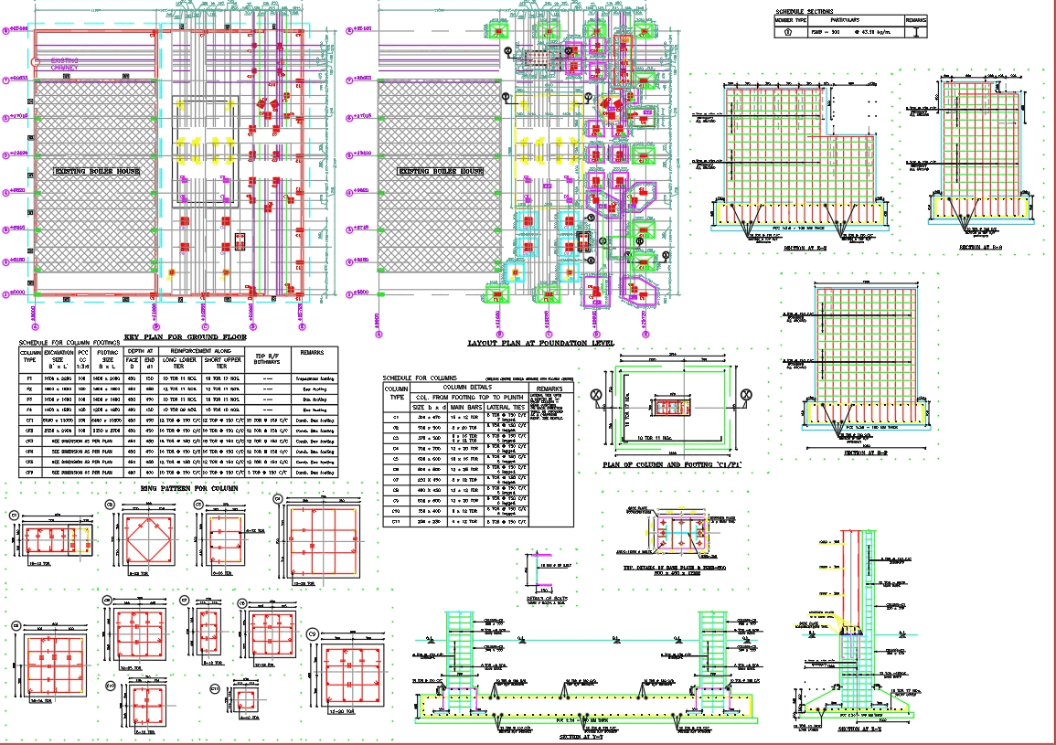 Foundations of a factory in AutoCAD | Download CAD free (321.23 KB ...