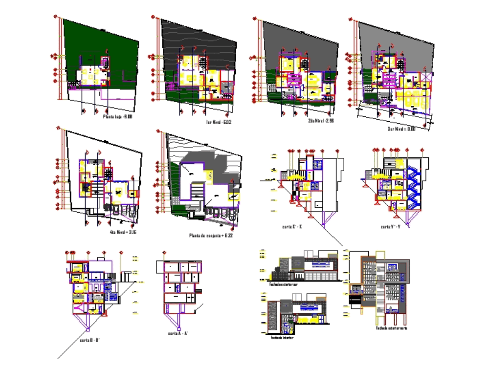 Casa terrazas en AutoCAD | Descargar CAD (6.22 MB) | Bibliocad