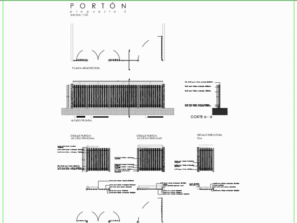 Gate detail in AutoCAD | CAD download (2.53 MB) | Bibliocad