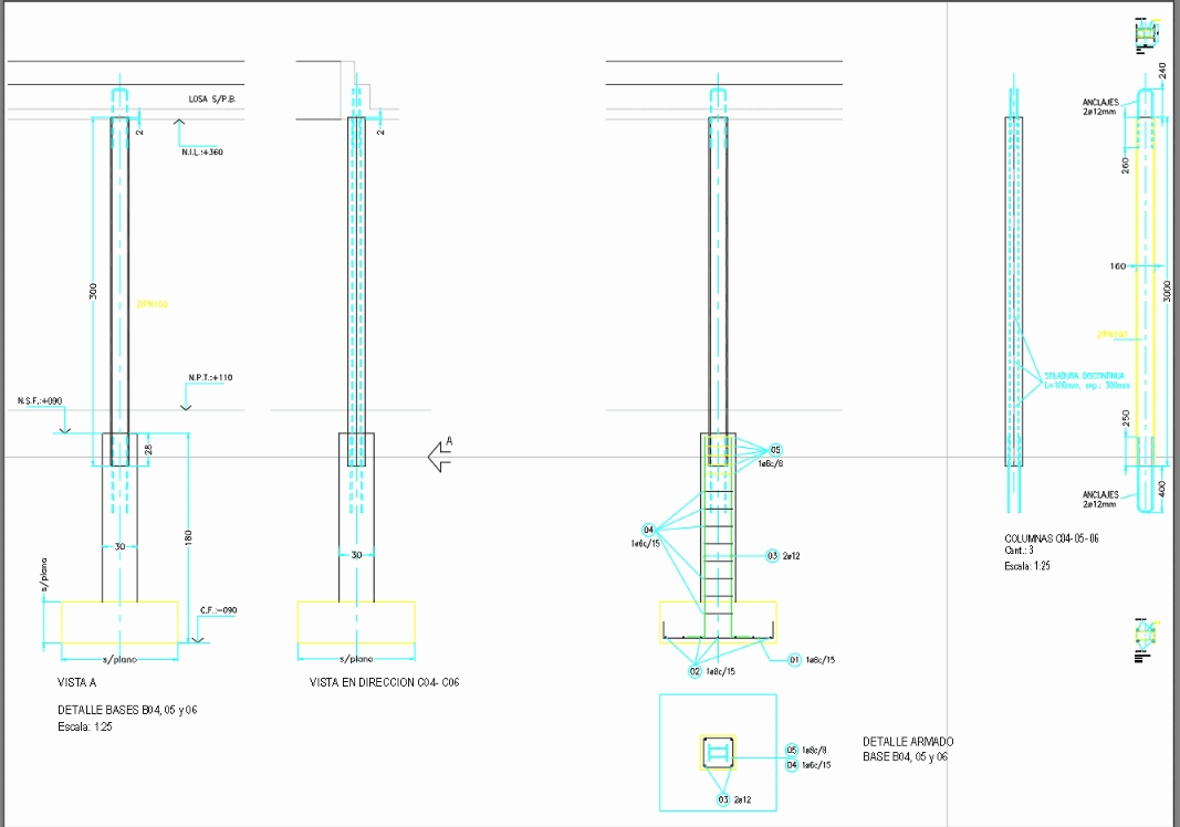 Detalle columna metalica en AutoCAD | Descargar CAD (76.5 KB) | Bibliocad