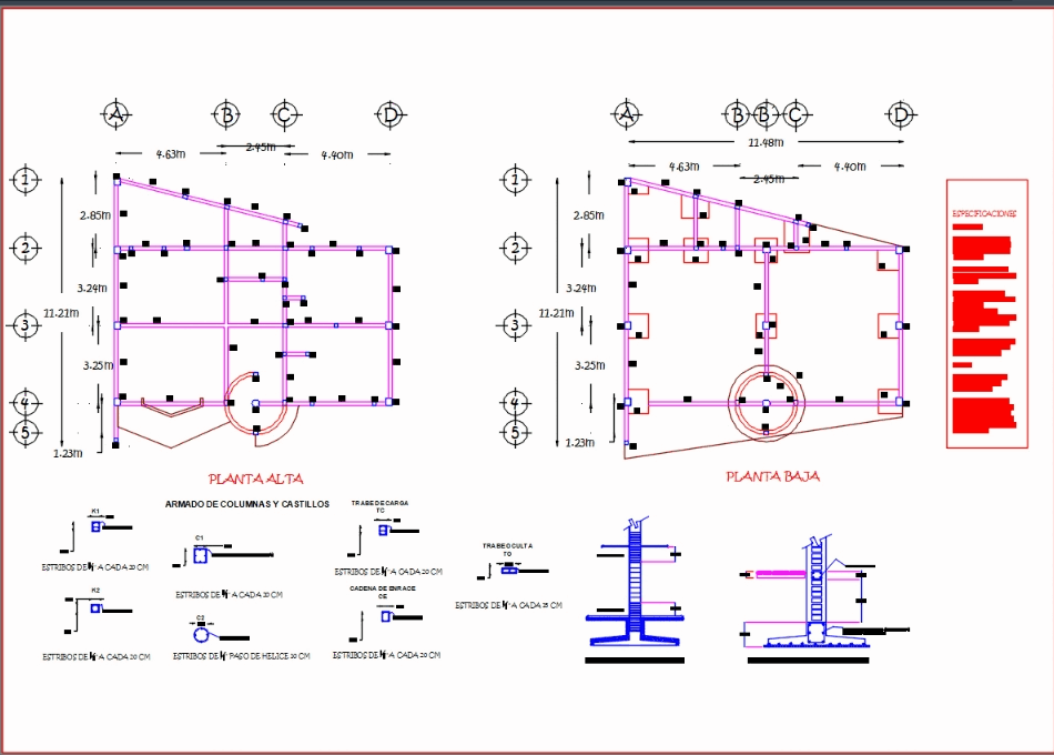 Planta estructural departamentos en AutoCAD | CAD (120.8 KB) | Bibliocad