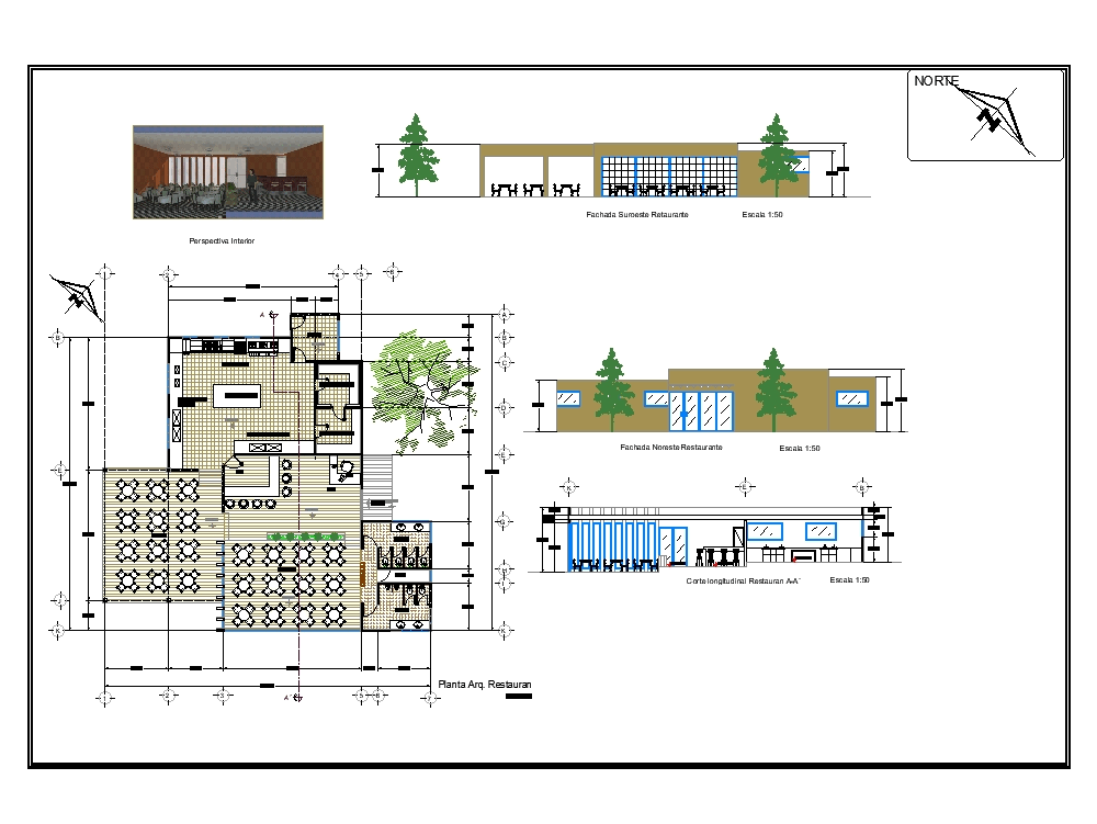 Restaurant In Autocad Download Cad Free 3 19 Mb Bibliocad
