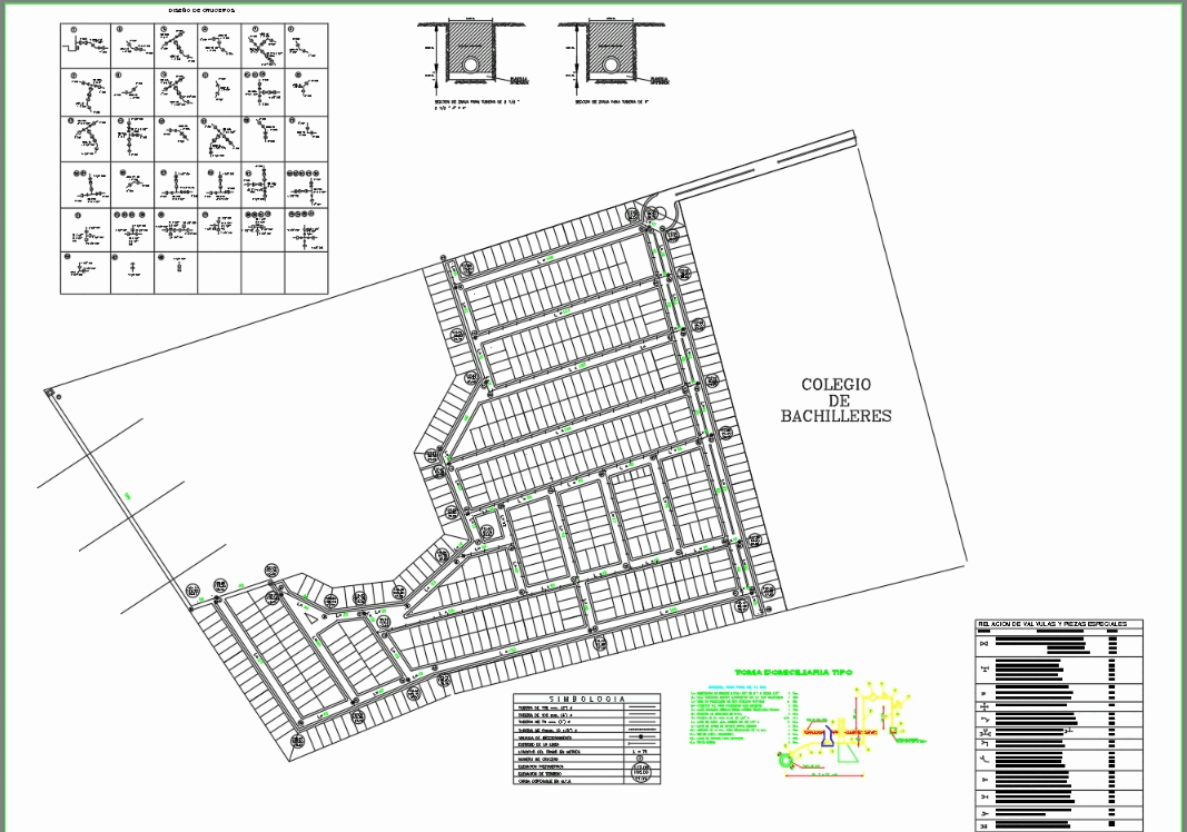 Red de agua potable en AutoCAD | Descargar CAD gratis (362.55 KB) | Bibliocad