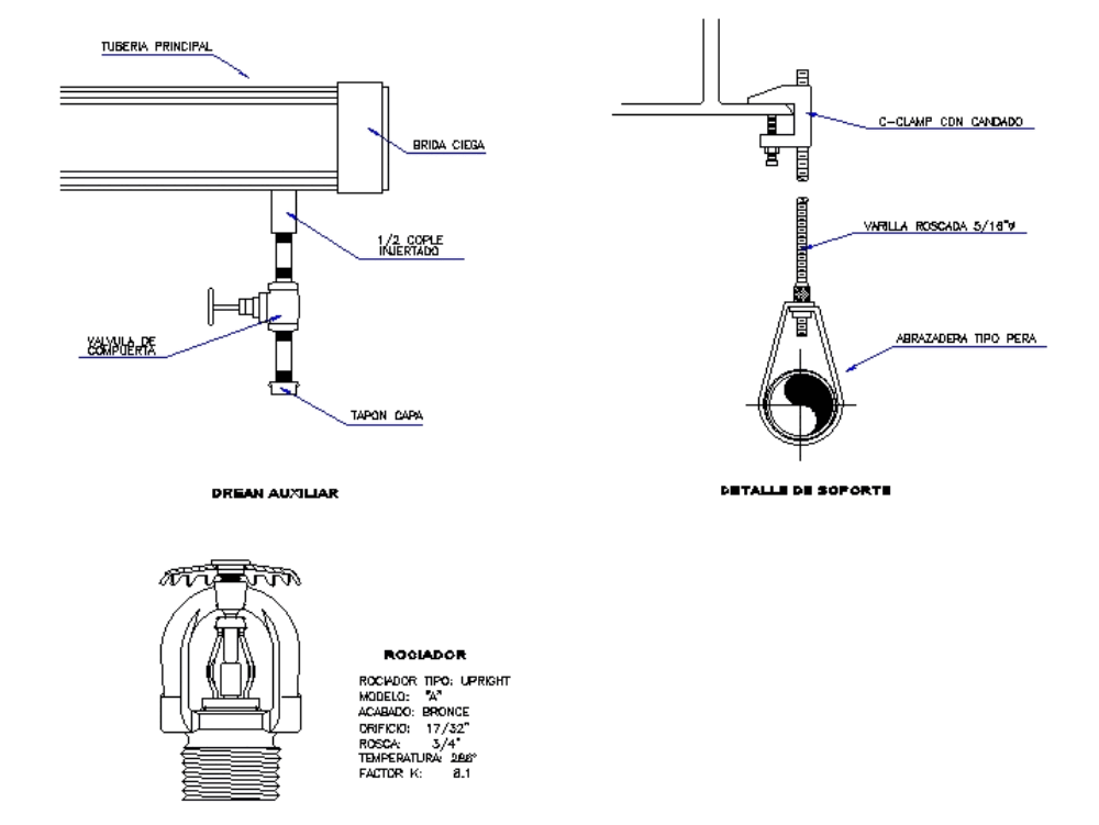 Instalaciones contra incendio en AutoCAD | CAD (371.15 KB) | Bibliocad