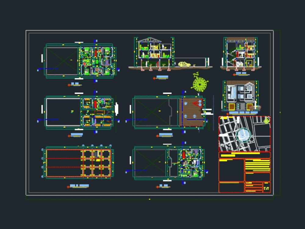 Housing project in AutoCAD | CAD download (2.03 MB) | Bibliocad