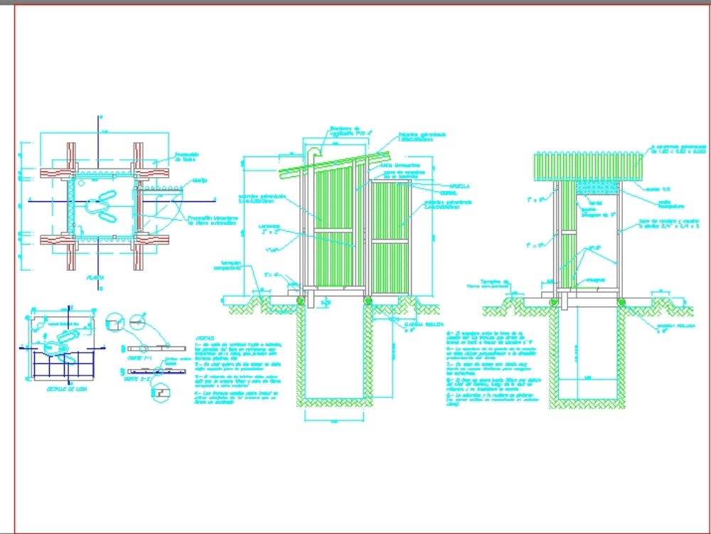 Plano letrina en AutoCAD | Descargar CAD (407.14 KB) | Bibliocad