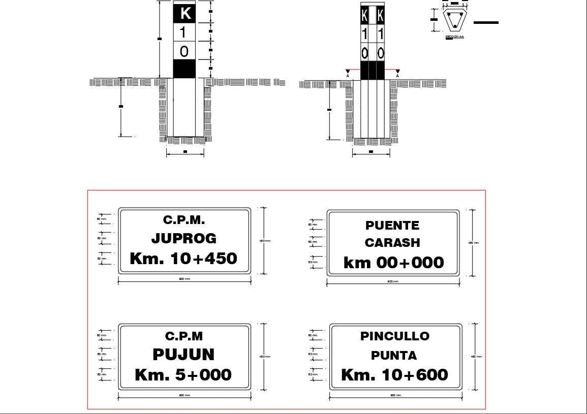 Hito kilometrico en AutoCAD | Descargar CAD gratis (428.1 KB) | Bibliocad