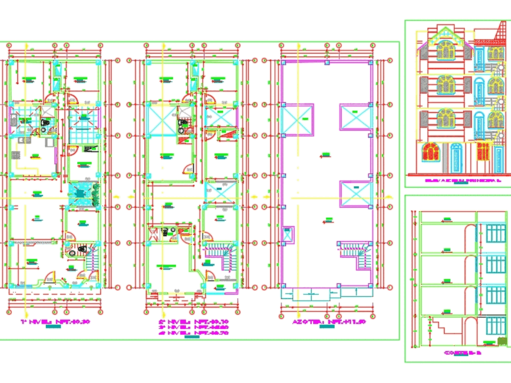 Edificio unifamiliar en AutoCAD | Descargar CAD gratis (827.91 KB) | Bibliocad