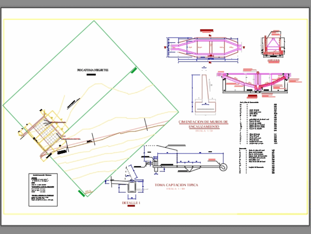 Bocatoma en AutoCAD | Descargar CAD gratis (99.07 KB) | Bibliocad