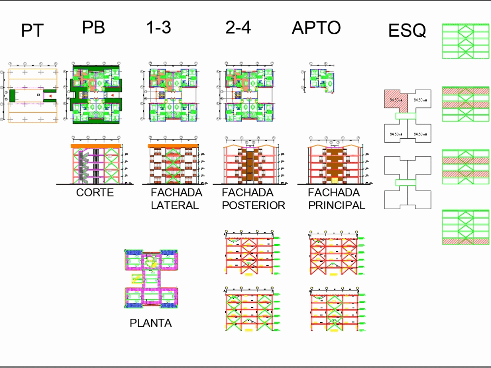 Edificio de 5 niveles para apartamentos (2.42 MB) | Bibliocad
