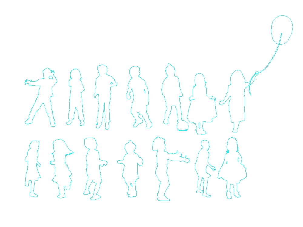 Silhouettes of children in AutoCAD | Download CAD free (496.9 KB ...