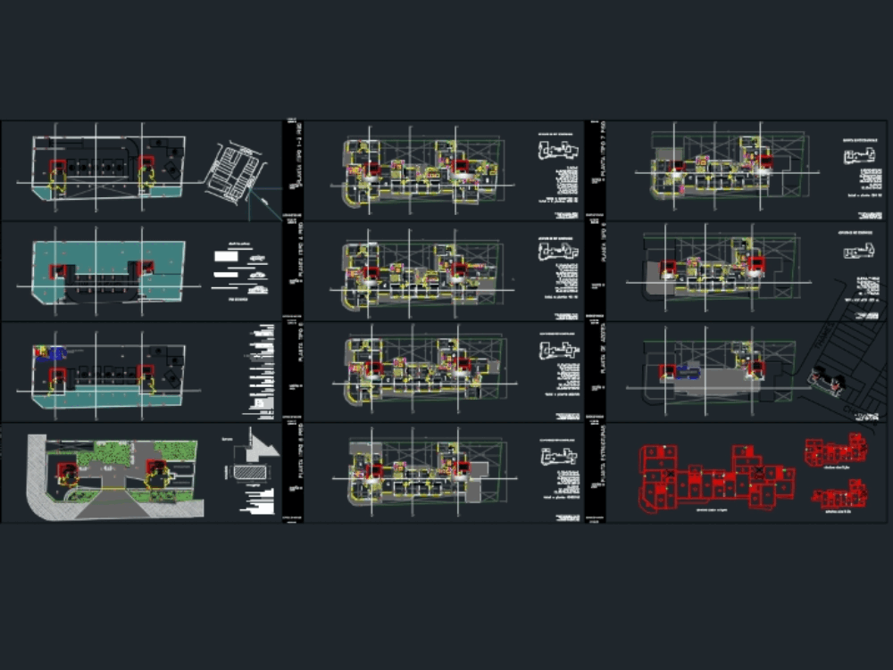 Apartment complex in AutoCAD | Download CAD free (1.58 MB) | Bibliocad