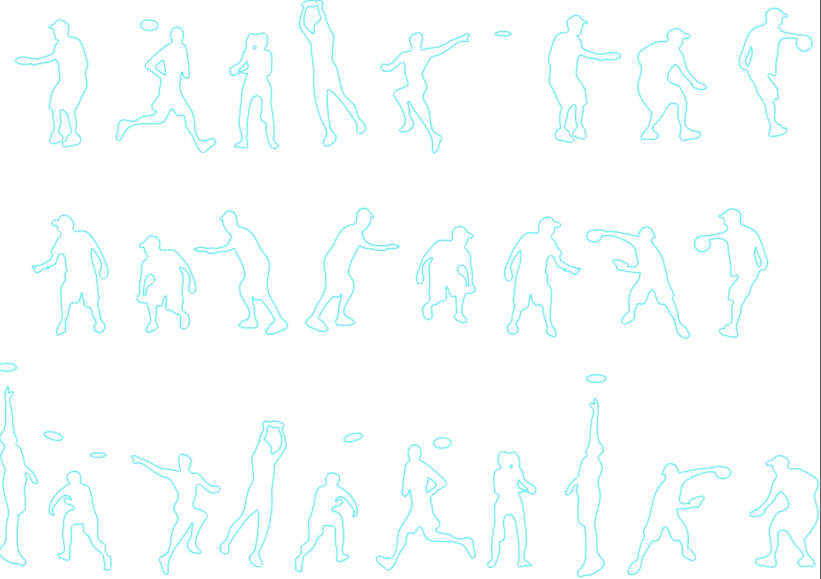 Silueta de personas - frisbee en AutoCAD | CAD (65.93 KB) | Bibliocad