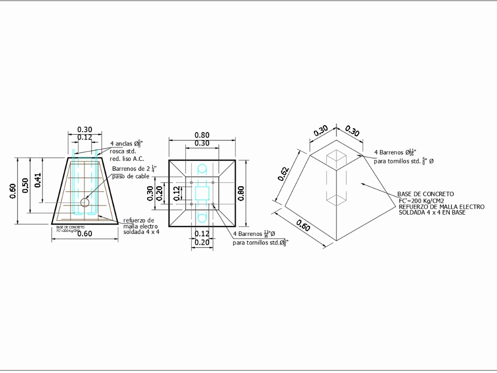 Concrete base in AutoCAD | CAD download (33.42 KB) | Bibliocad