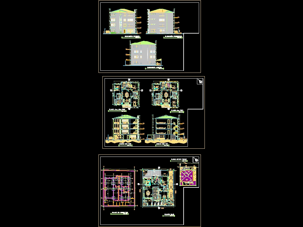 Vivienda multifamiliar en AutoCAD | Descargar CAD (1.9 MB) | Bibliocad