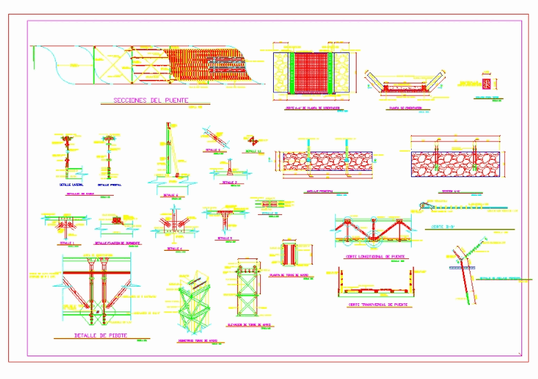 Bridge 50 meters in AutoCAD | CAD download (687.29 KB) | Bibliocad