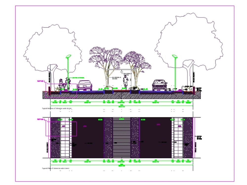 Street section in AutoCAD | Download CAD free (417.64 KB) | Bibliocad