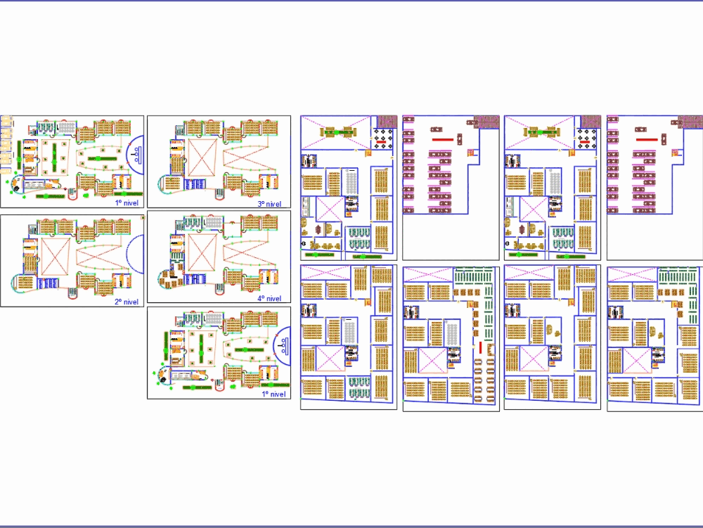 Universidad 4 pisos en AutoCAD | Descargar CAD gratis (1.7 MB) | Bibliocad