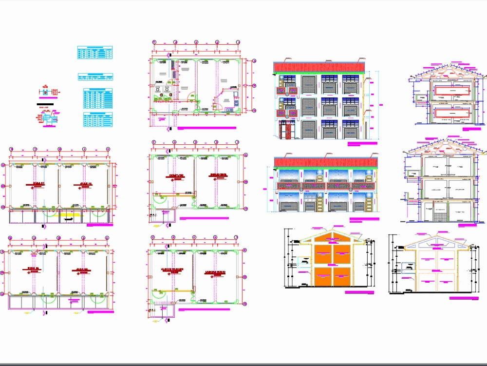 Elevation Of A Big College And Education Center Dwg File