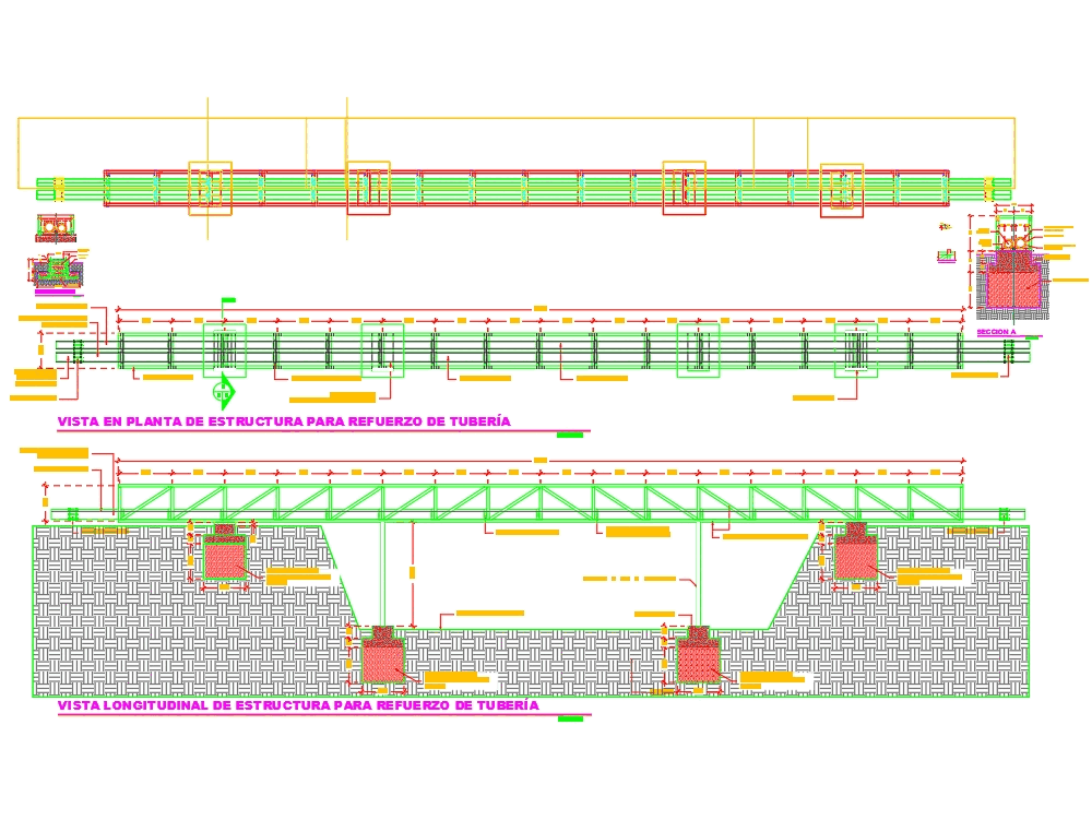 Puente para tubería en AutoCAD | Descargar CAD (1.7 MB) | Bibliocad