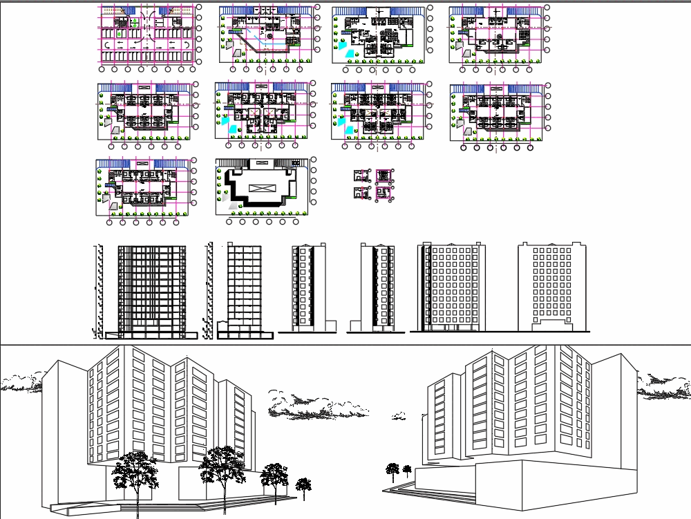 Proyecto hotel en AutoCAD | Descargar CAD (2.45 MB) | Bibliocad