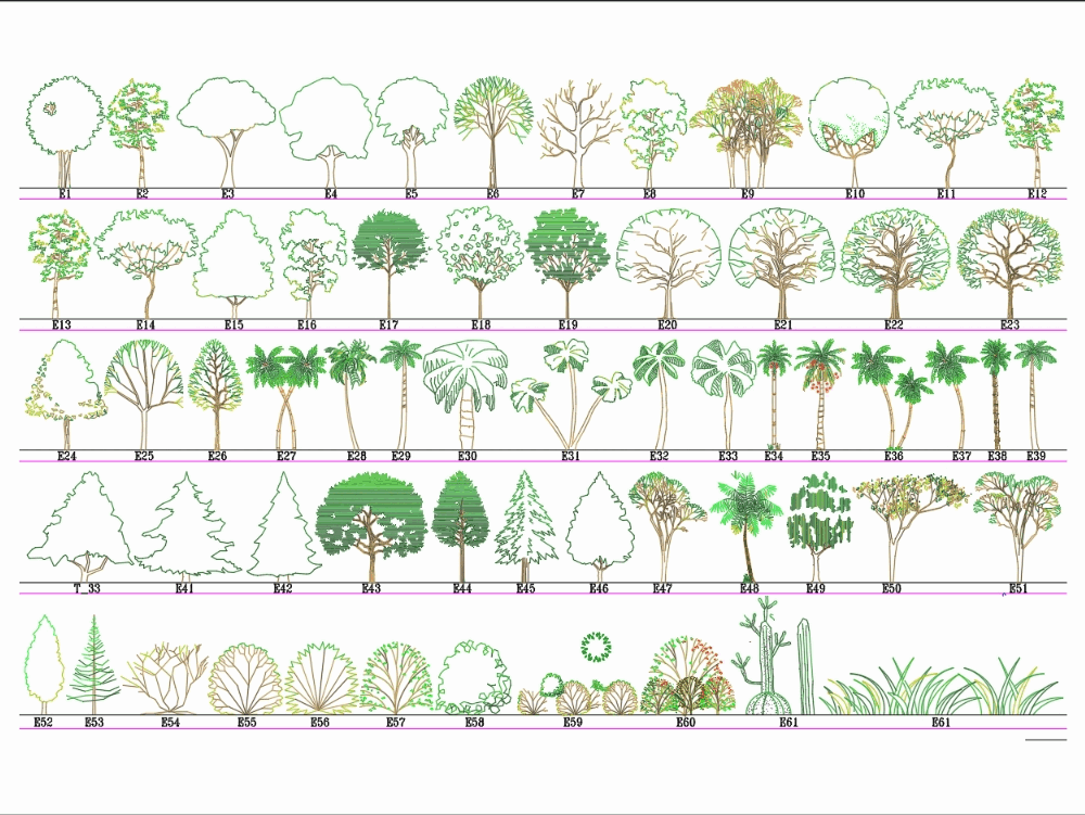 Trees in AutoCAD | Download CAD free (1.21 MB) | Bibliocad