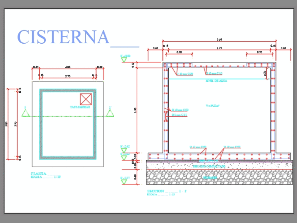 Cisterna en AutoCAD | Descargar CAD (33.53 KB) | Bibliocad