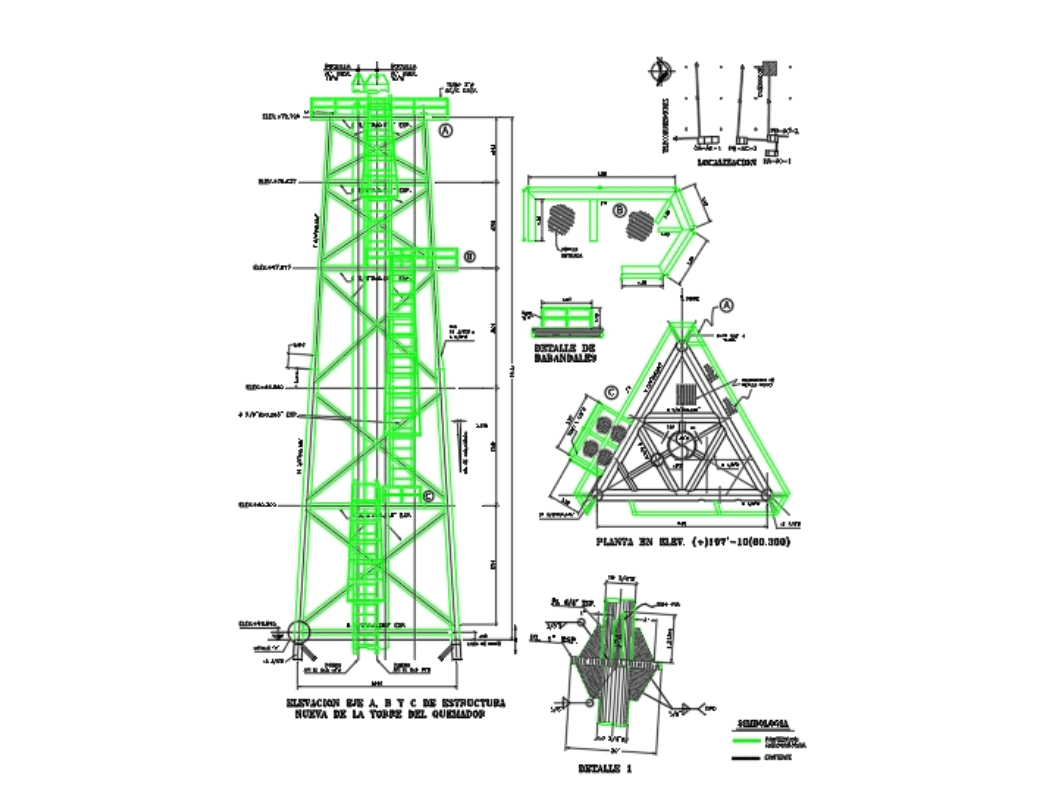 Burner tower in AutoCAD | CAD download (176.88 KB) | Bibliocad